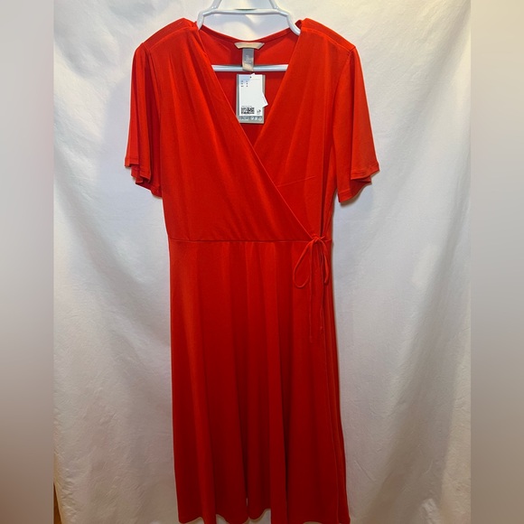 H&M | Dresses | Hm Red Midi Dress Nwt Size Large | Poshmark